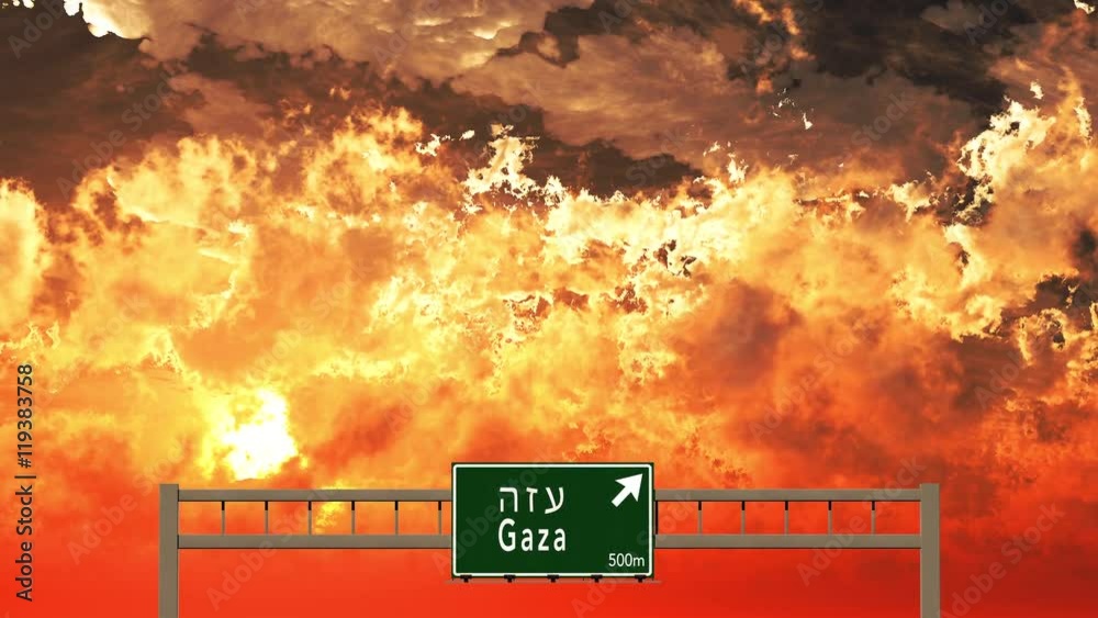 Passing Gaza Israel Highway Sign in the Sunset Stock Video | Adobe Stock