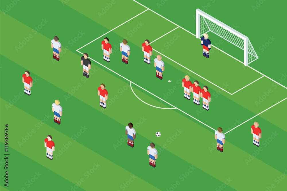 Football / Soccer Free Kick. Ball On The Free Kick Spot At The Stadium ...