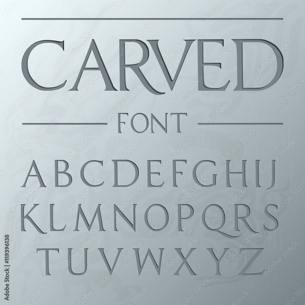 Carved Font / on the wall / old latin font Stock Vector | Adobe Stock