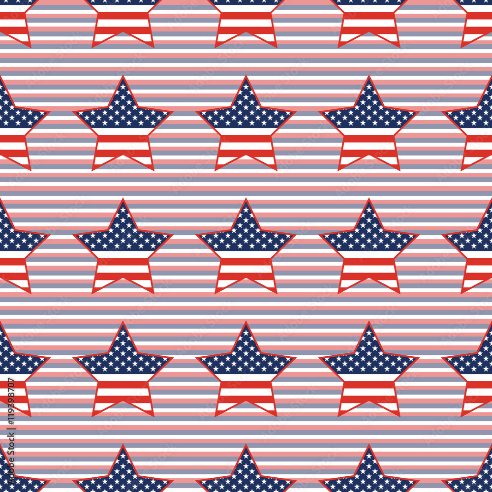 USA patriotic stars seamless pattern on red and blue diagonal stripes ...