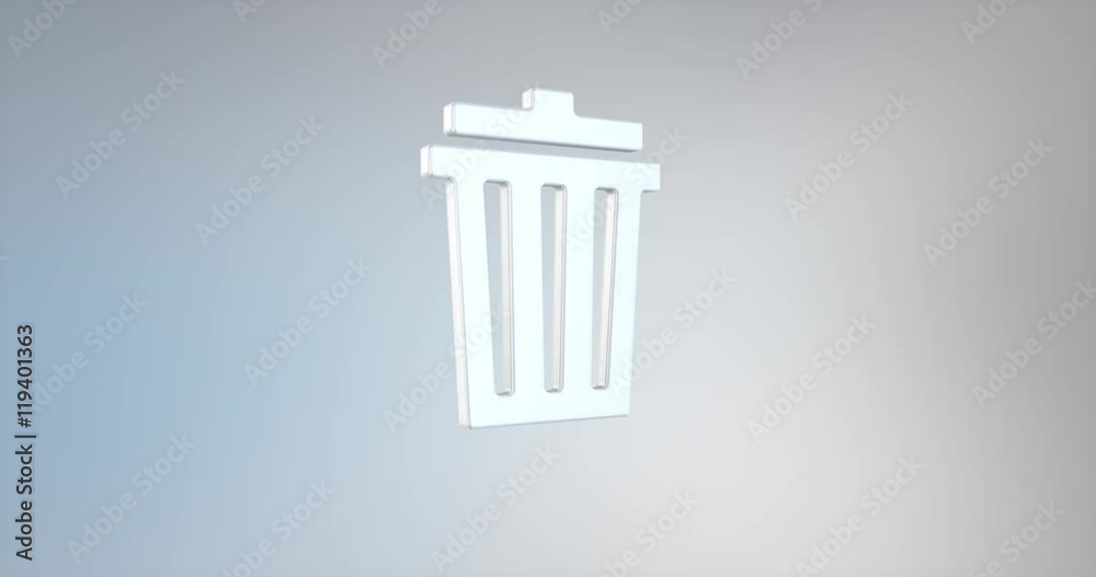 Animated Trash Can White 3d Icon Loop Modules for edit with alpha matte ...