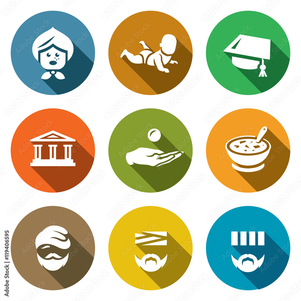 Vector Set of Social Payment Icons. Pension, Child benefit, Grant ...