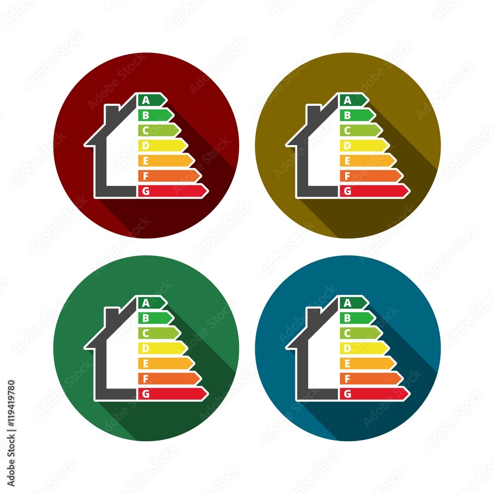 Vetor do Stock: Energy efficiency icon, House building sign, Circle ...