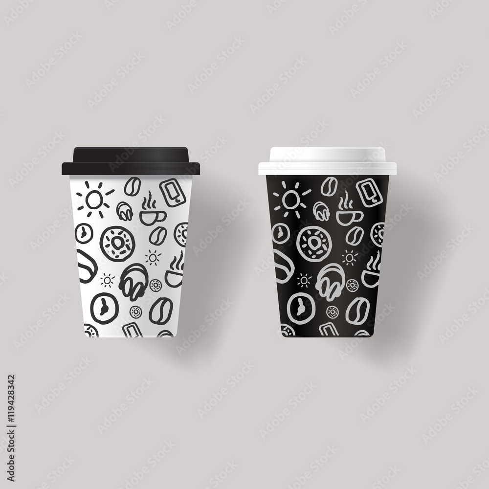 vector coffee cup design template mock up with patterns texture ...