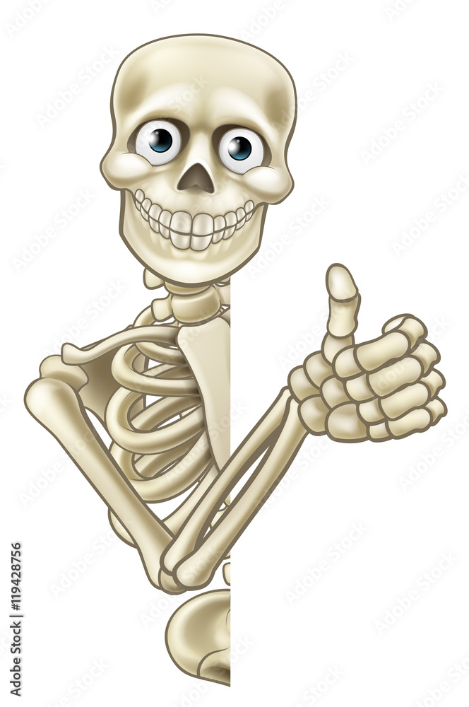 Cartoon Halloween Skeleton Thumbs Up Stock Vector | Adobe Stock
