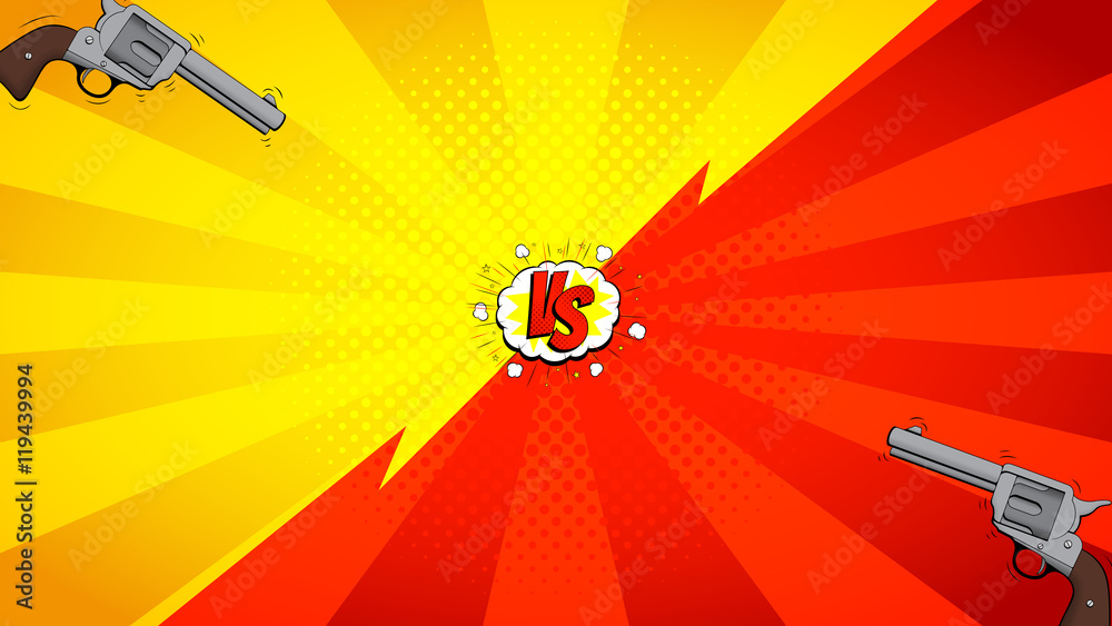 Versus letters fight backdrop. Vector illustration with guns ...