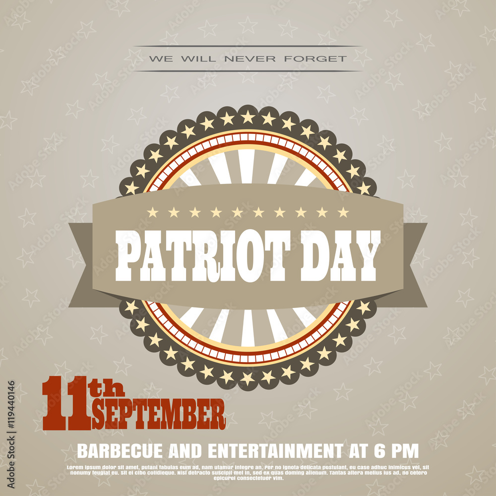 Patriot Day invitation vector poster on a gradient brown background ...