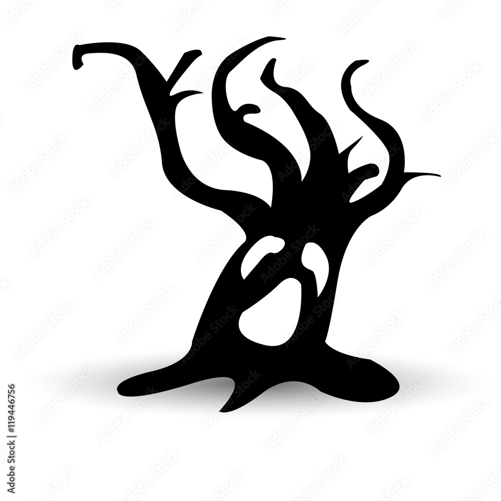 Halloween scary tree. Vector illustration. Ghost face Stock Vector ...
