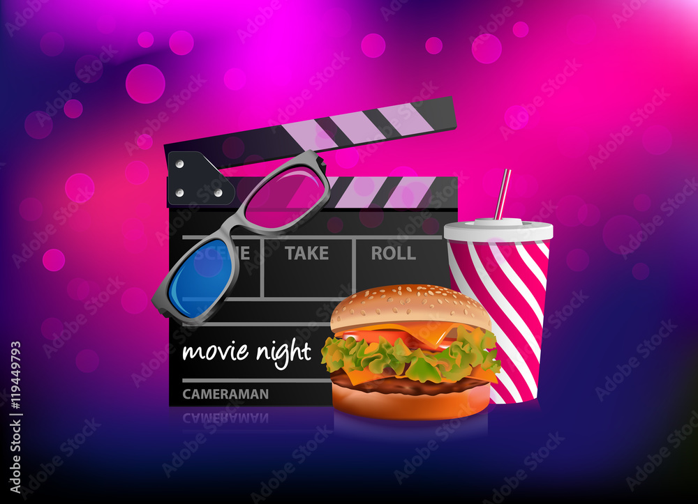 Cinema, movie night concept vector illustration Stock Vector | Adobe Stock