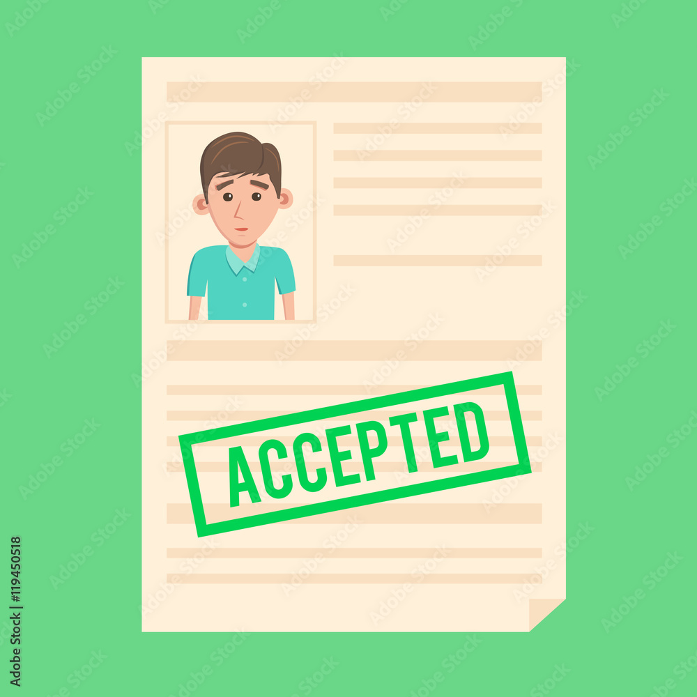 Accepted paper document. Cartoon Vector illustration Stock Vector ...