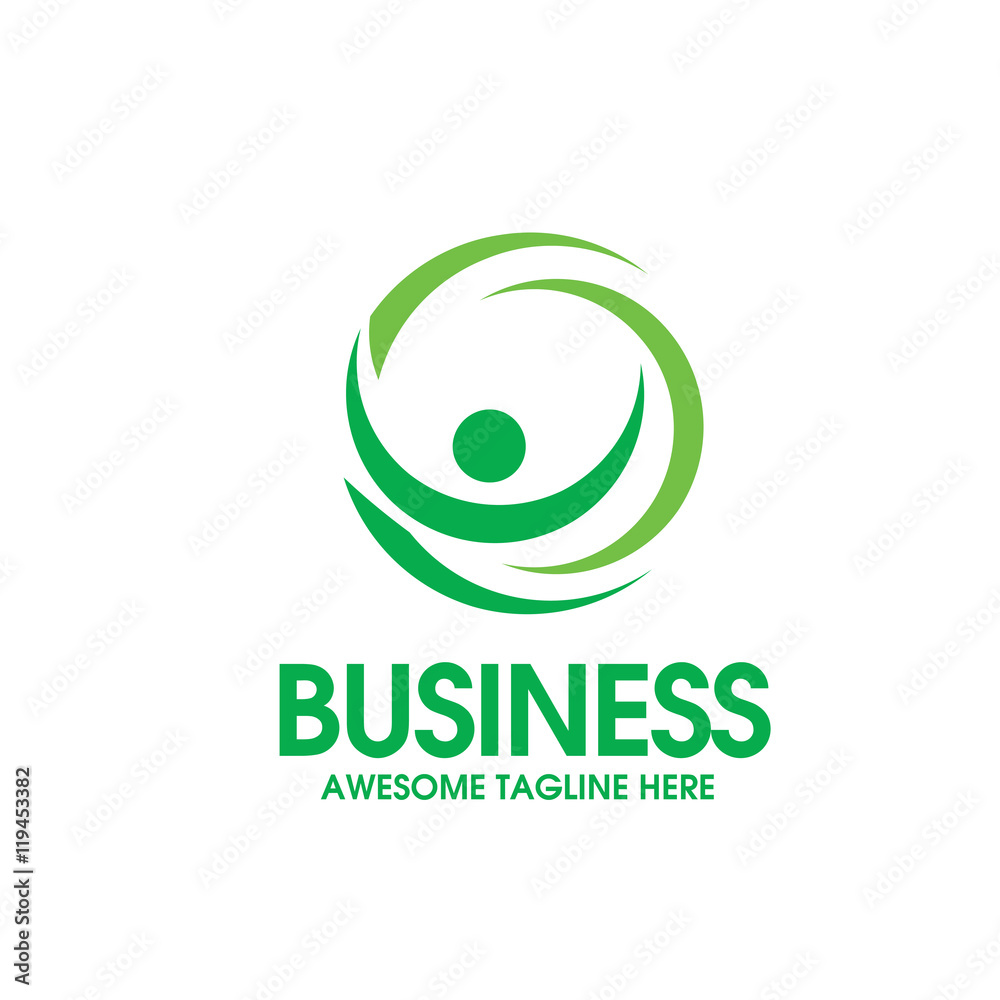 simple Human with circle character vector logo concept illustration ...