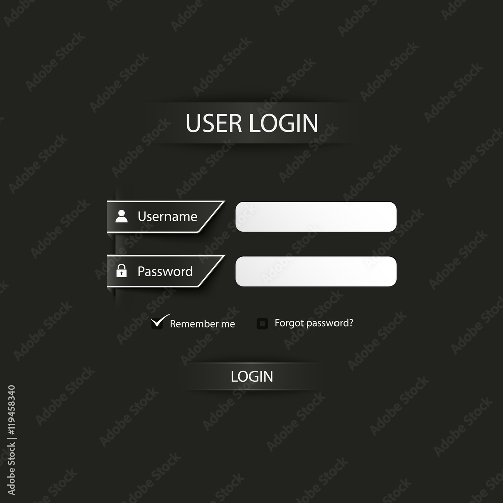 Login web dark screen template Stock Vector | Adobe Stock