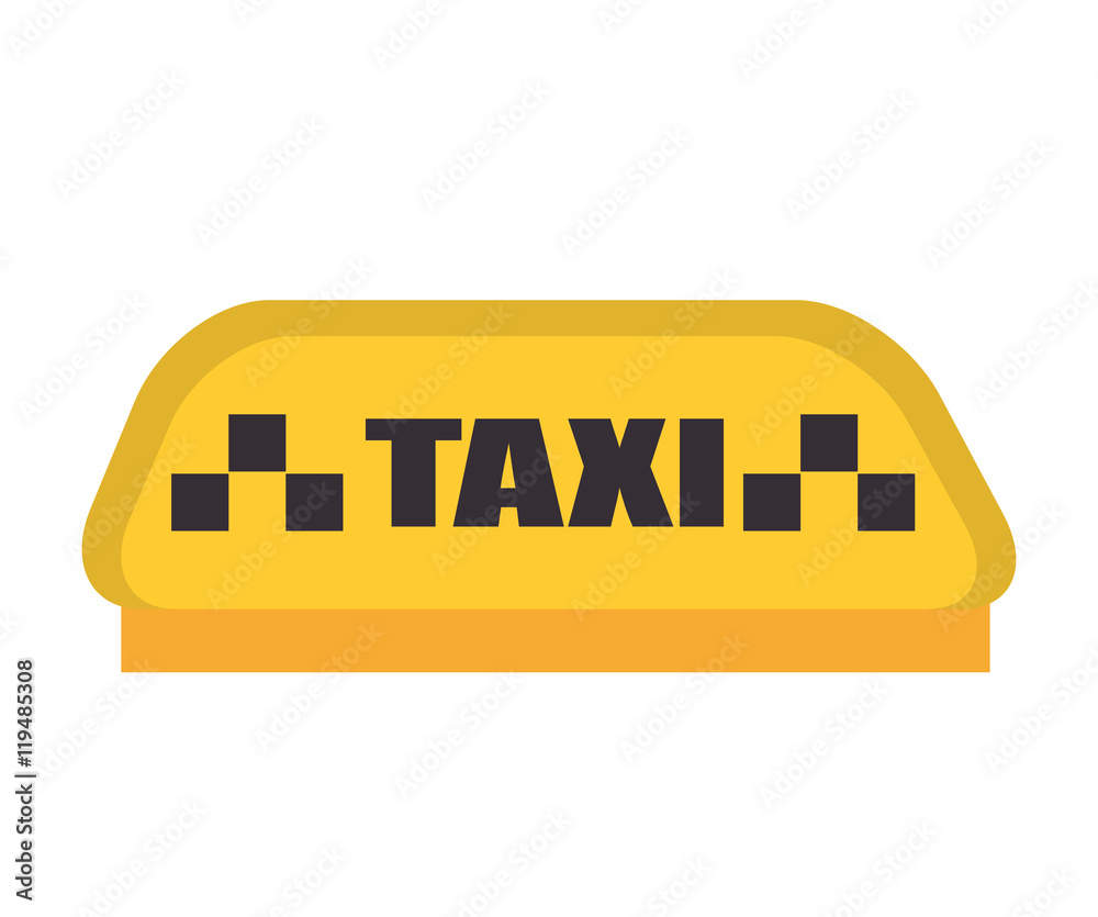 taxi word sign object yellow cab public service vector illustration ...