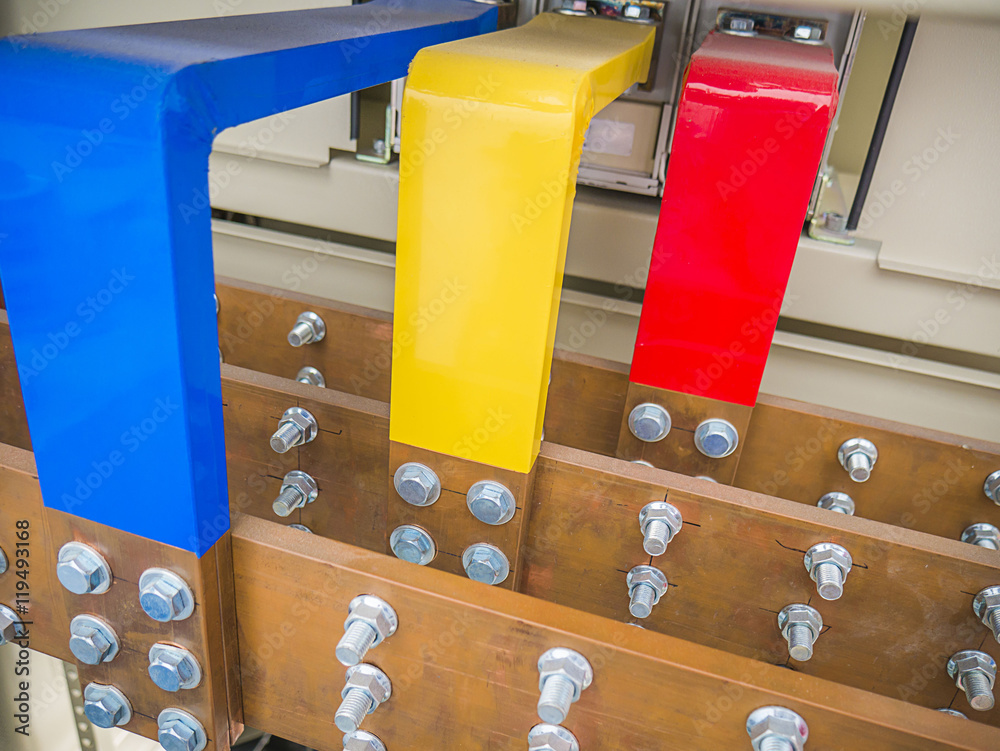 Copper Bus bars with color code Stock Photo | Adobe Stock