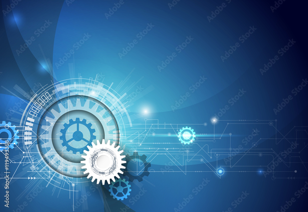 Vector illustration gear wheel and circuit board, Hi-tech digital technology and engineering ...
