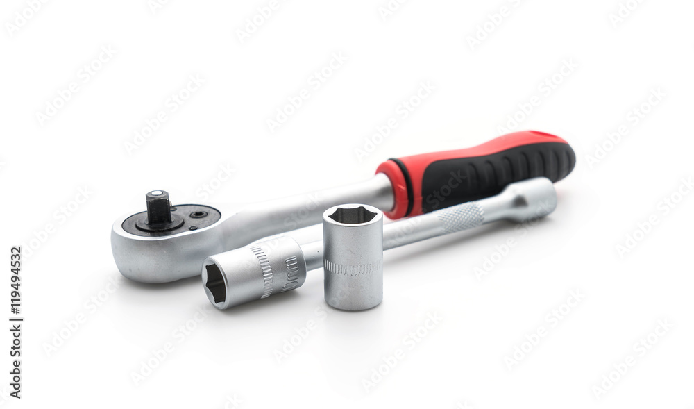 socket wrench on white Stock Photo | Adobe Stock