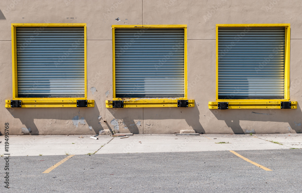 Isolated image of warehouse garage doors. Image of multiple freight ...