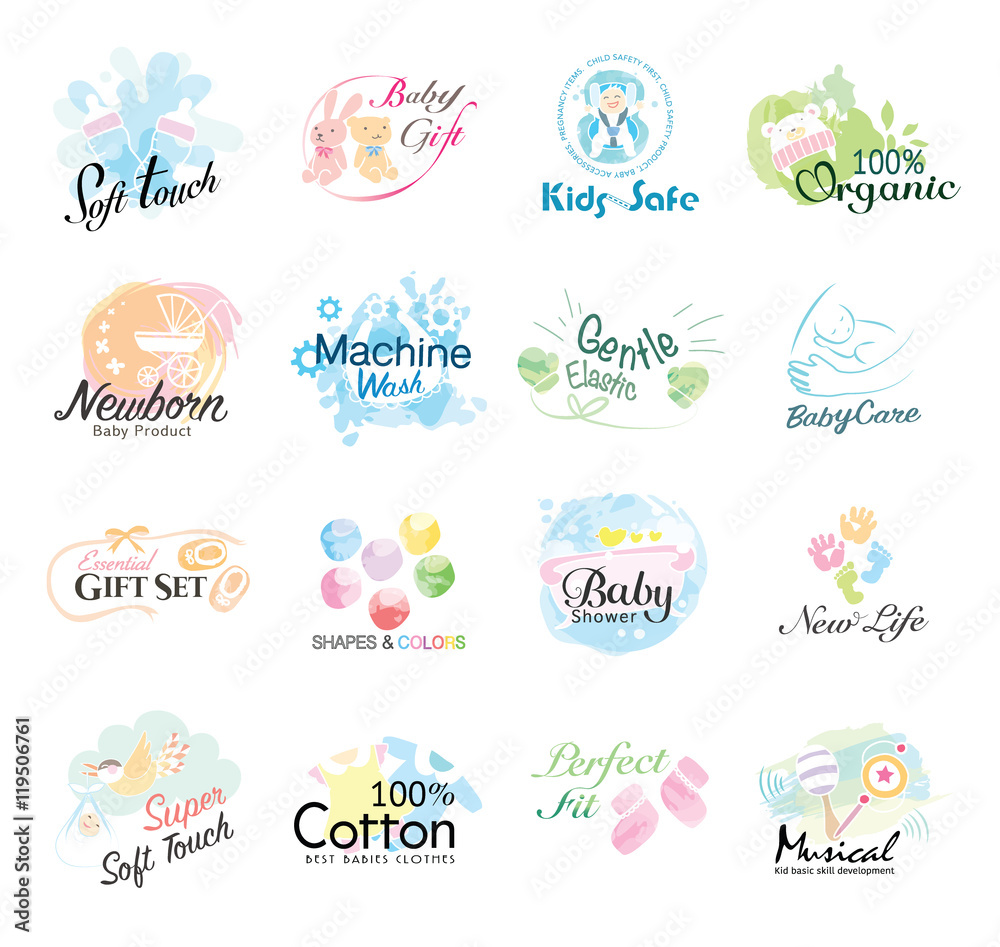Set of babies. labels and badges for baby product. Stock Vector | Adobe ...