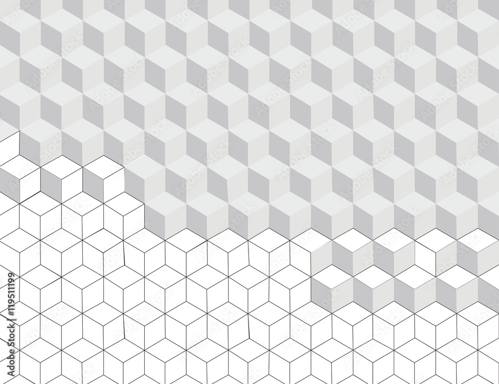 Hexagon pattern background in grey colour and line art black and white ...