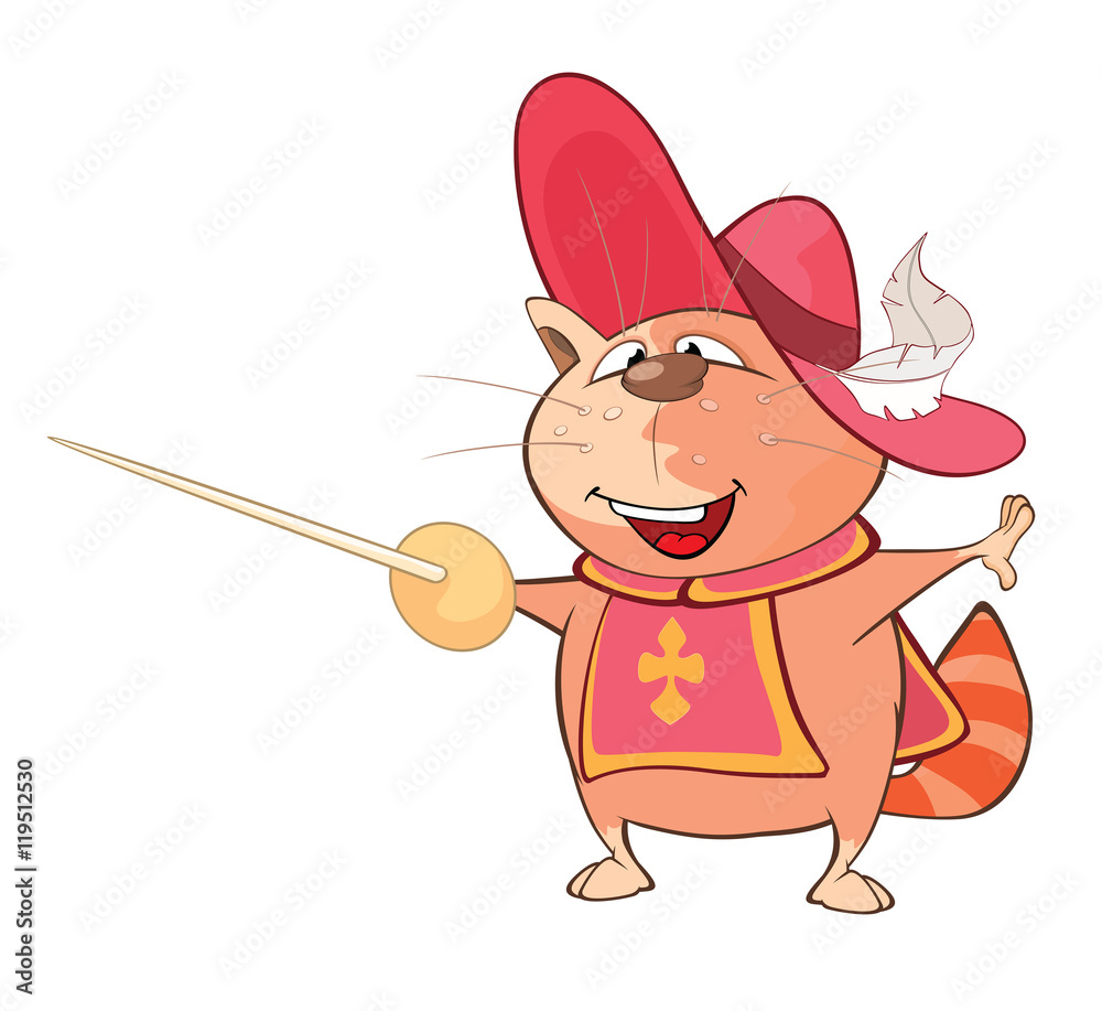 Illustration of a Cute Cat. King's Musketeer. Cartoon Character Stock ...