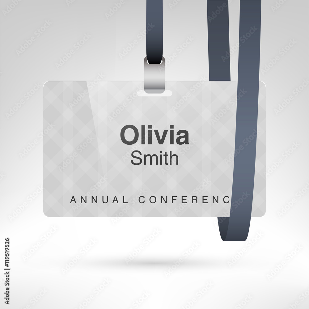 Conference badge with name tag placeholder. Blank badge template in ...