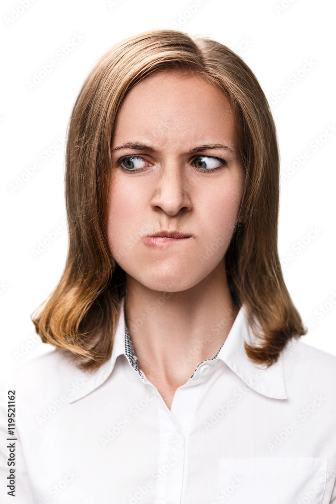 Young woman with very angry face Stock Photo | Adobe Stock