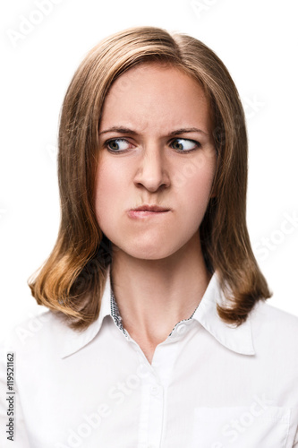 Young woman with very angry face Stock Photo | Adobe Stock