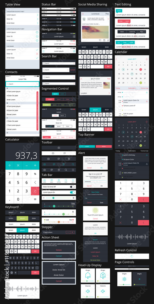 Vector Phone GUI Template. UI Kit. Stock Vector | Adobe Stock