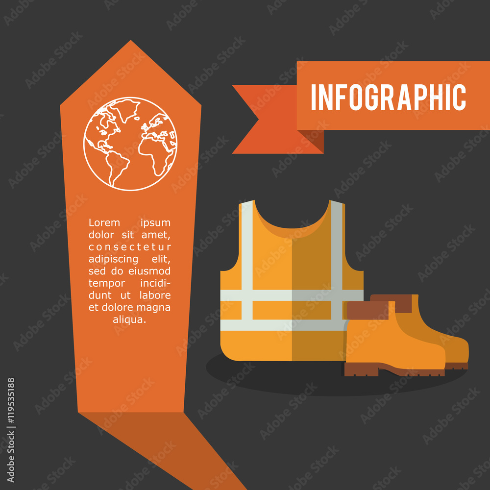 infographic jacket boot industrial security safety protection icon set ...