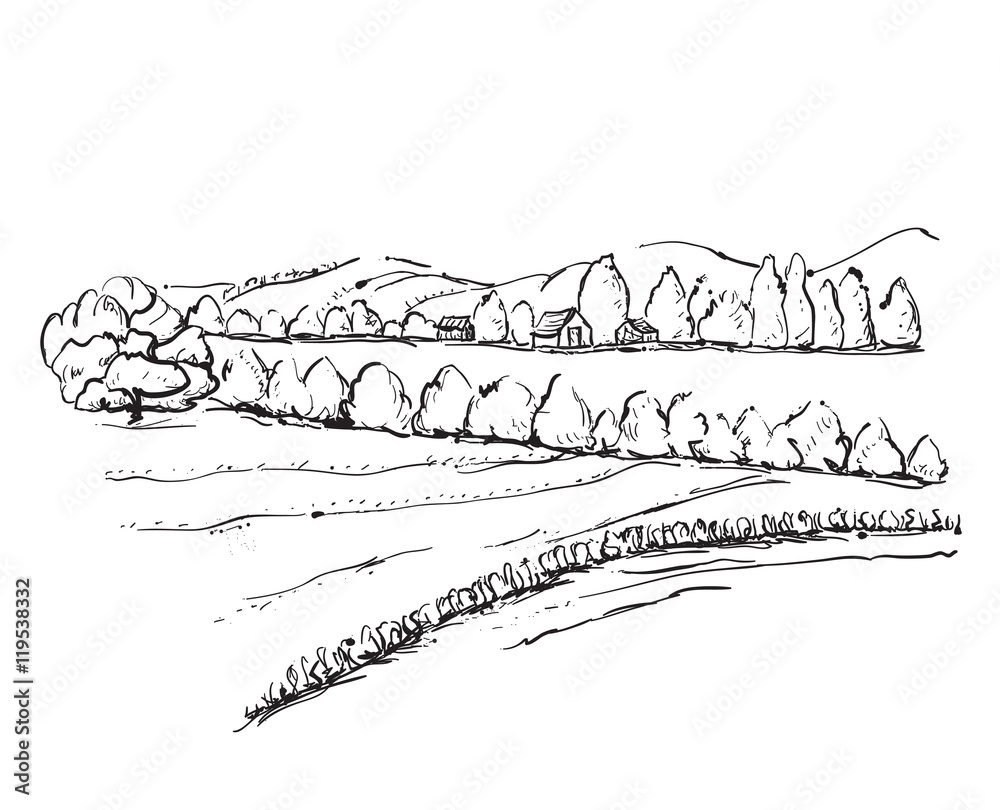 Hand drawn field sketch Stock Vector | Adobe Stock