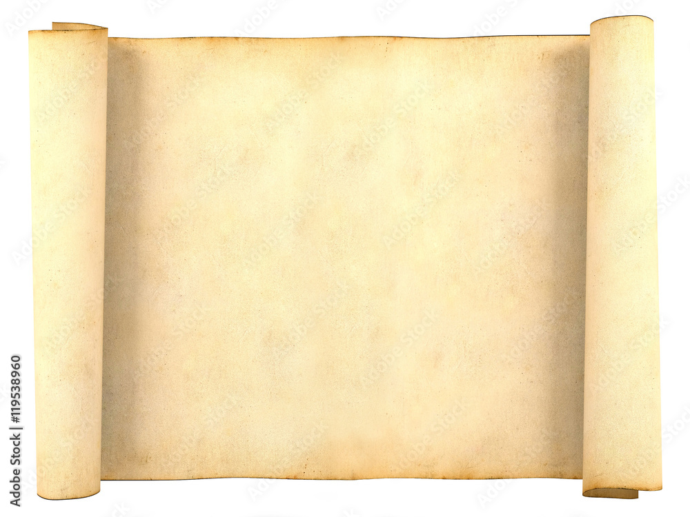Old blank antique scroll paper isolated on white background Stock ...
