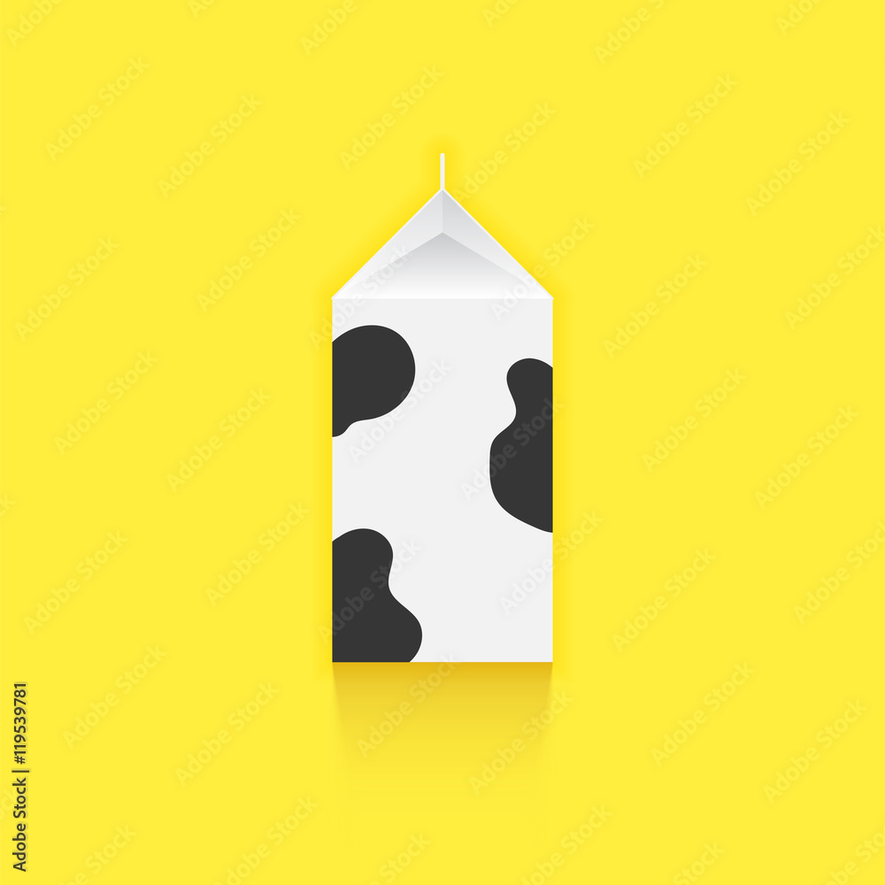 White milk box with black spots vector illustration top view Stock ...