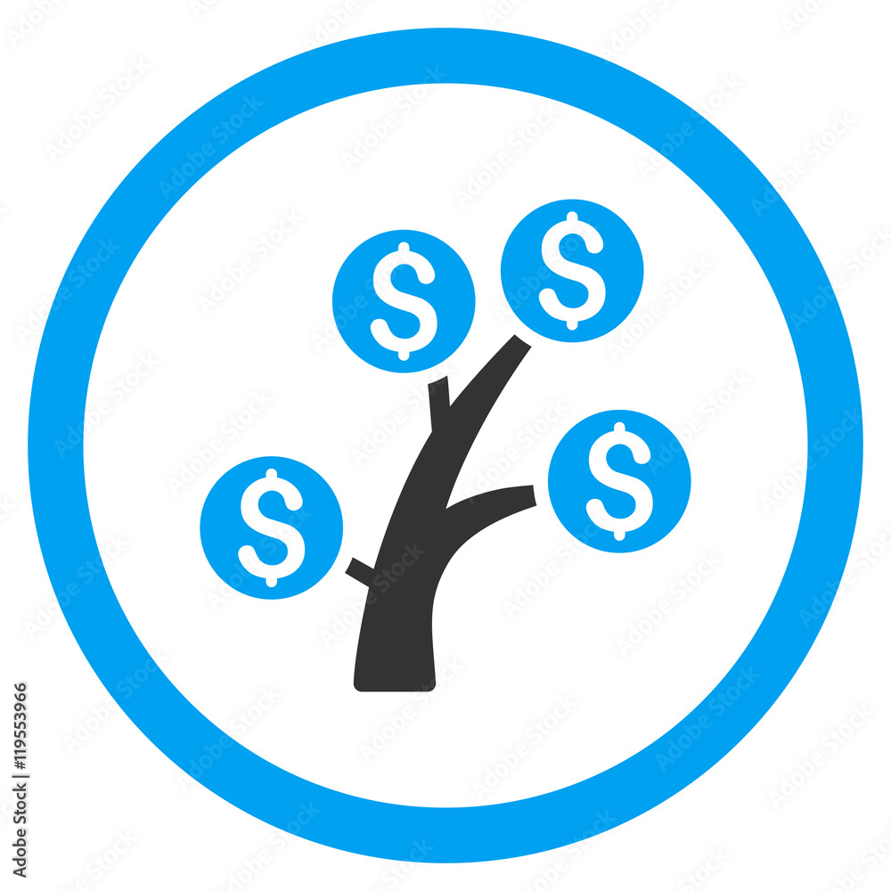 Money Tree rounded icon. Vector illustration style is flat iconic ...