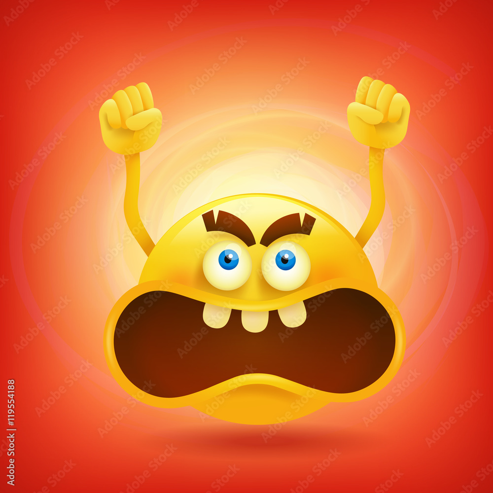 Vecteur Stock Yellow round angry smiley face | Adobe Stock