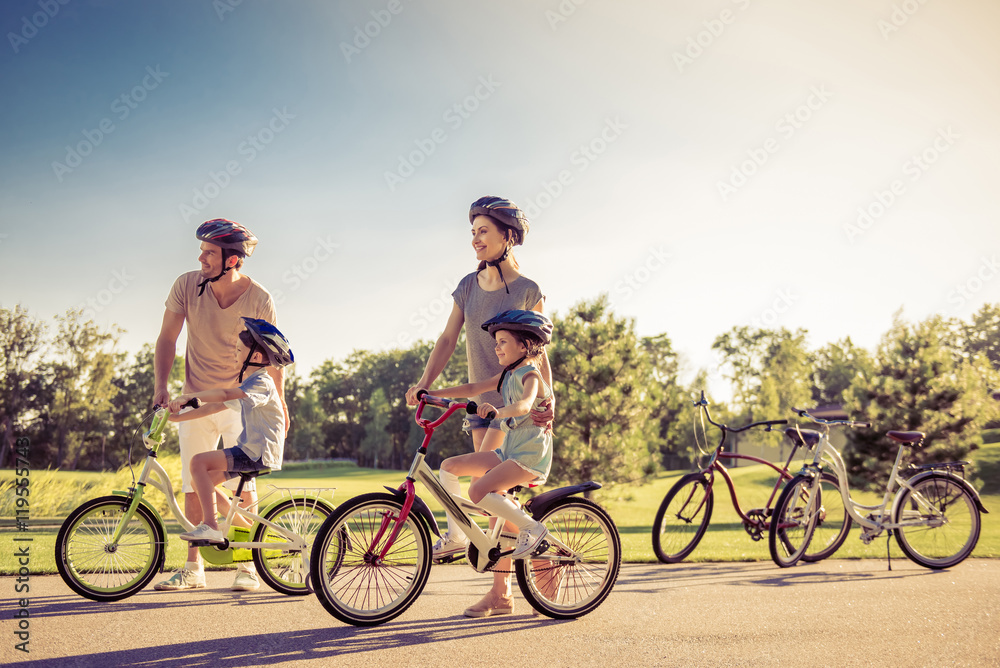 Family on bikes Stock Photo | Adobe Stock