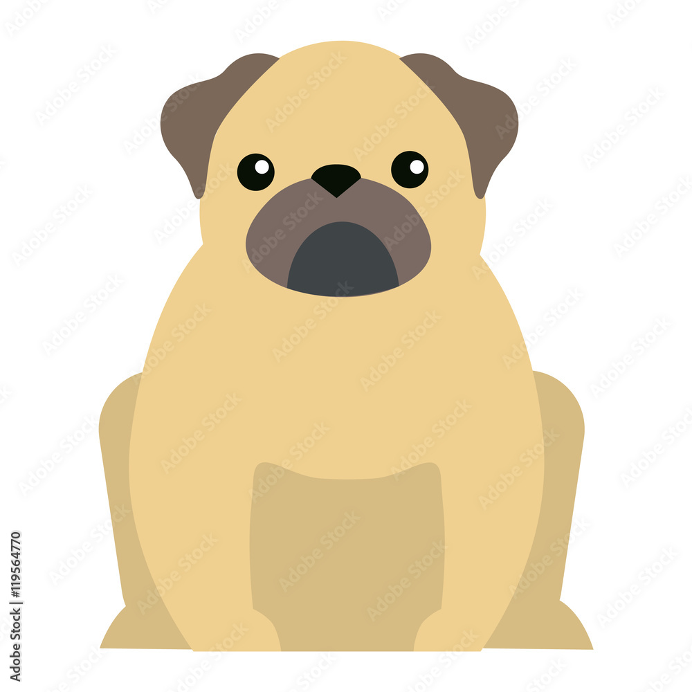Flat dog pet sitting cute dog vector. Flat dog animal pet vector ...