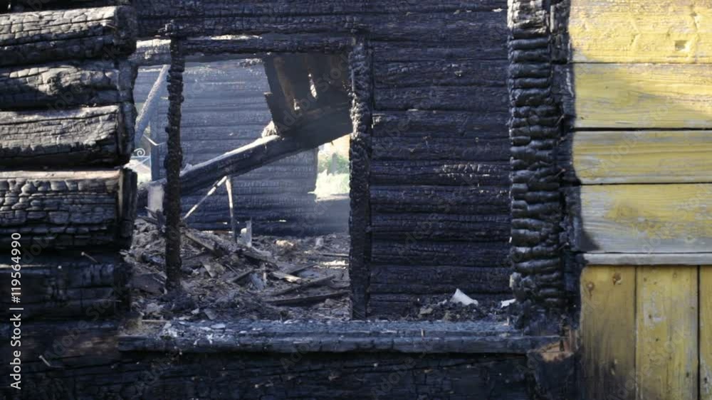 The effects of a fire in a wooden house, the ashes Stock Video | Adobe ...