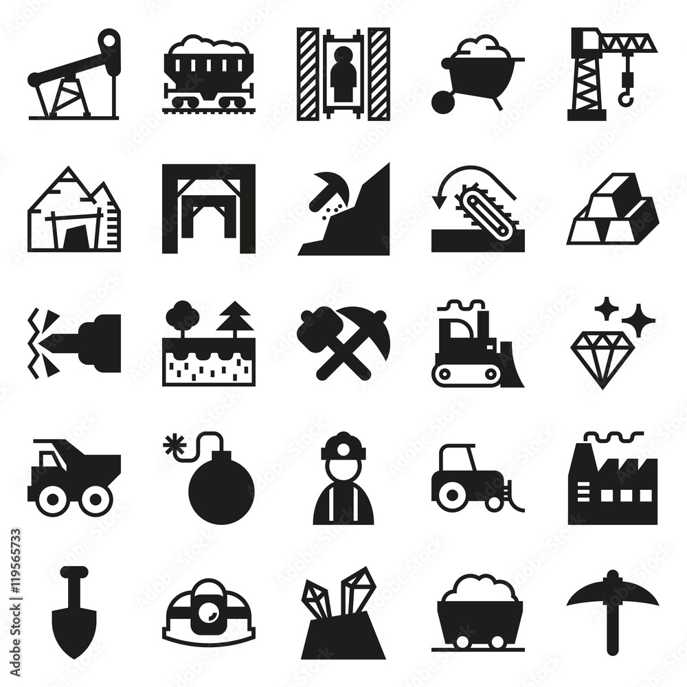 Mining Icon collection for web, app Stock Vector | Adobe Stock