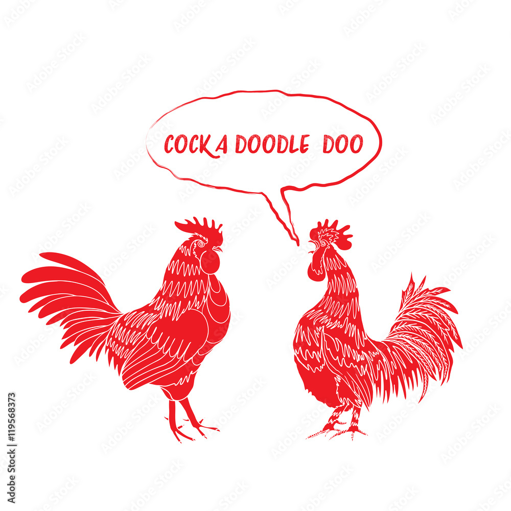Cock a doodle doo calligraphy writing in speech bubble. Hipster design ...
