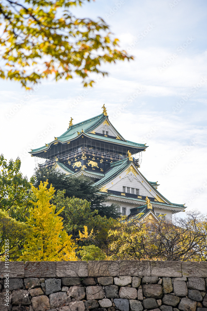 Osaka castle in autumn season Stock Photo | Adobe Stock