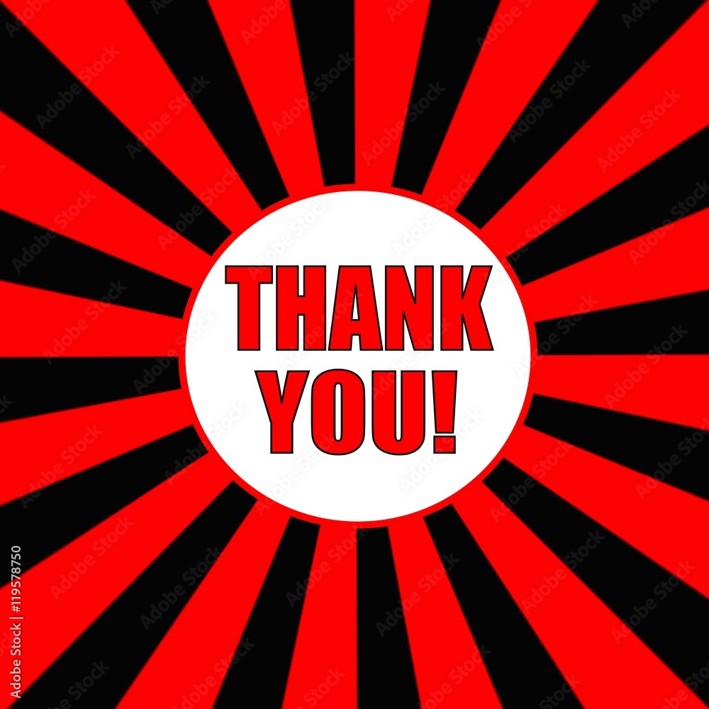 Thank you Red wording on Striped sun Red-Black background Stock ...