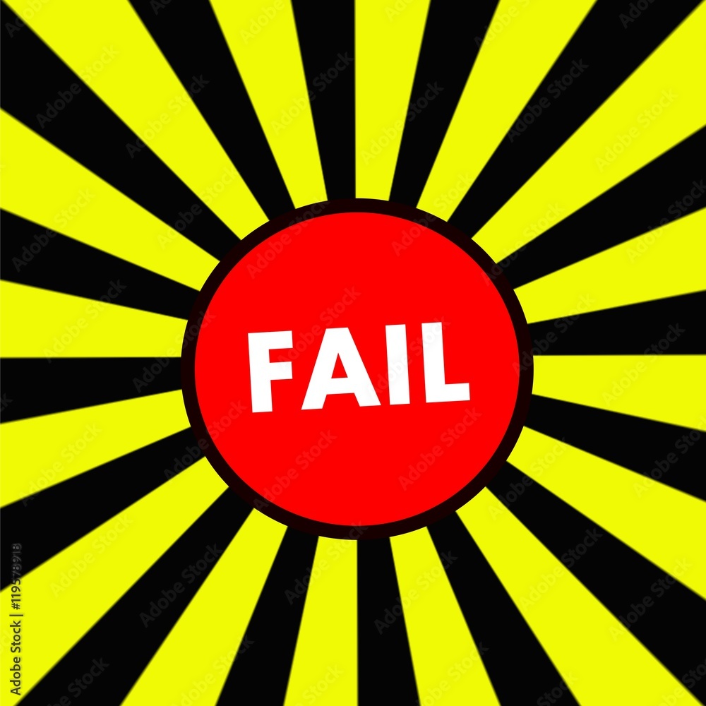 fail white wording on Striped sun yellow-Black background Stock ...