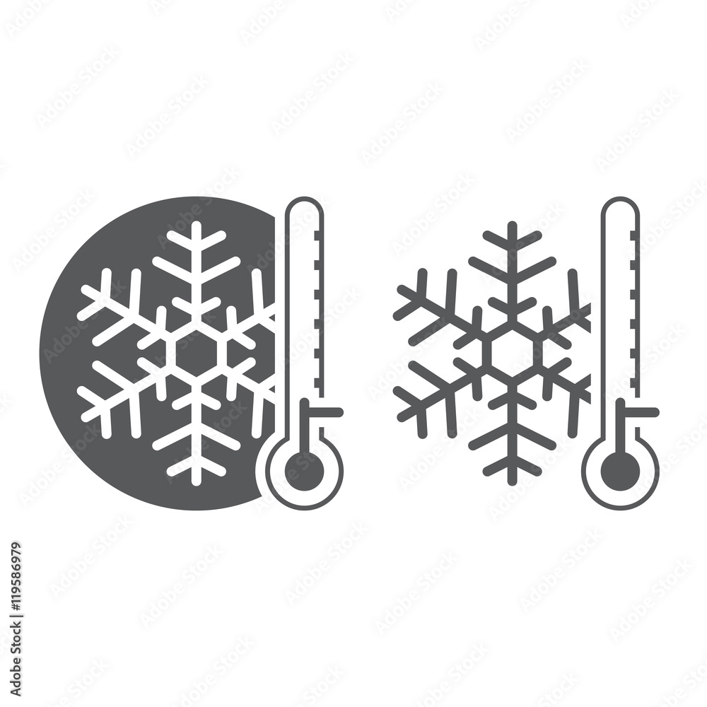 Cold weather line icon, outline and solid vector sign, linear and full ...