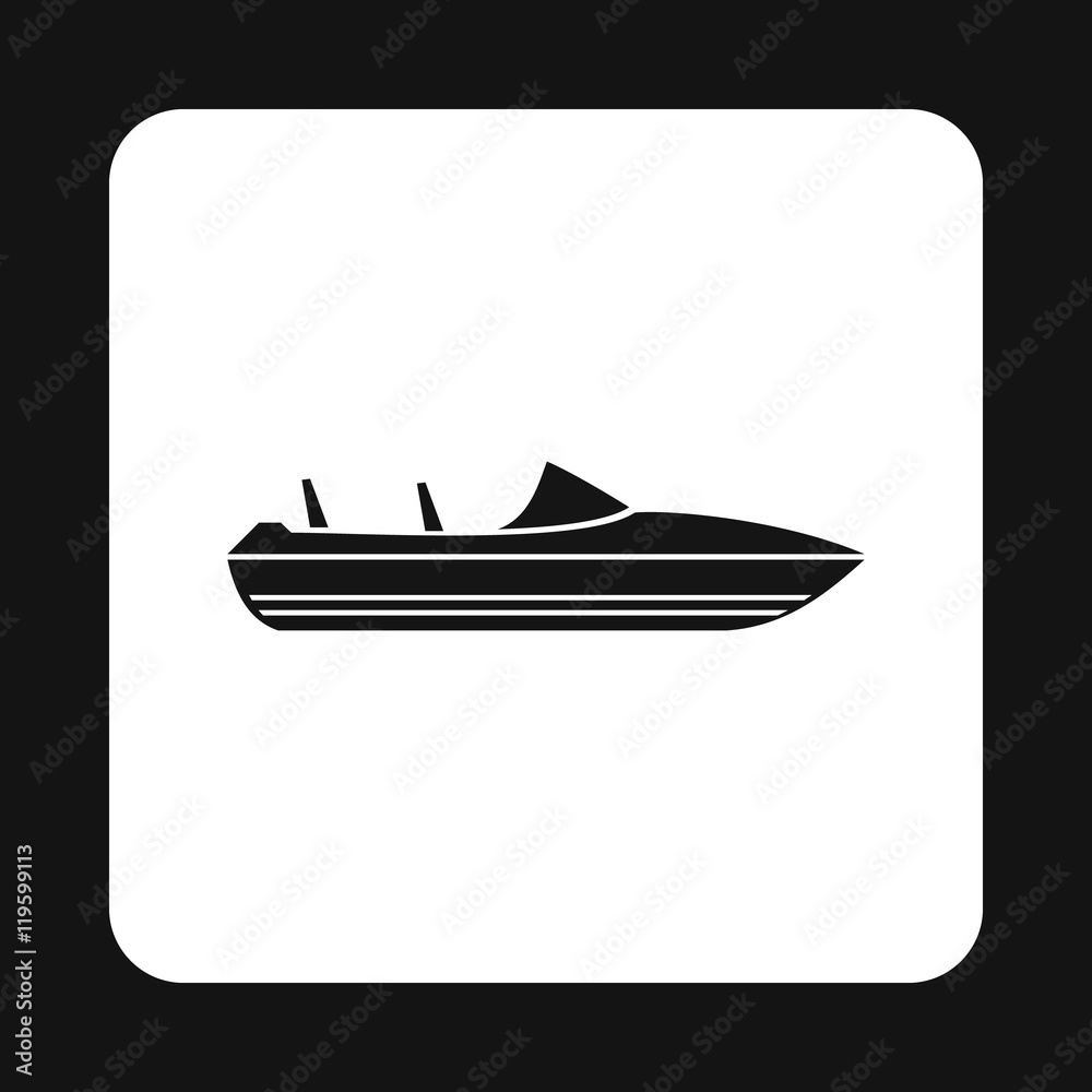 Speed boat icon in simple style isolated on white background. Sea ...