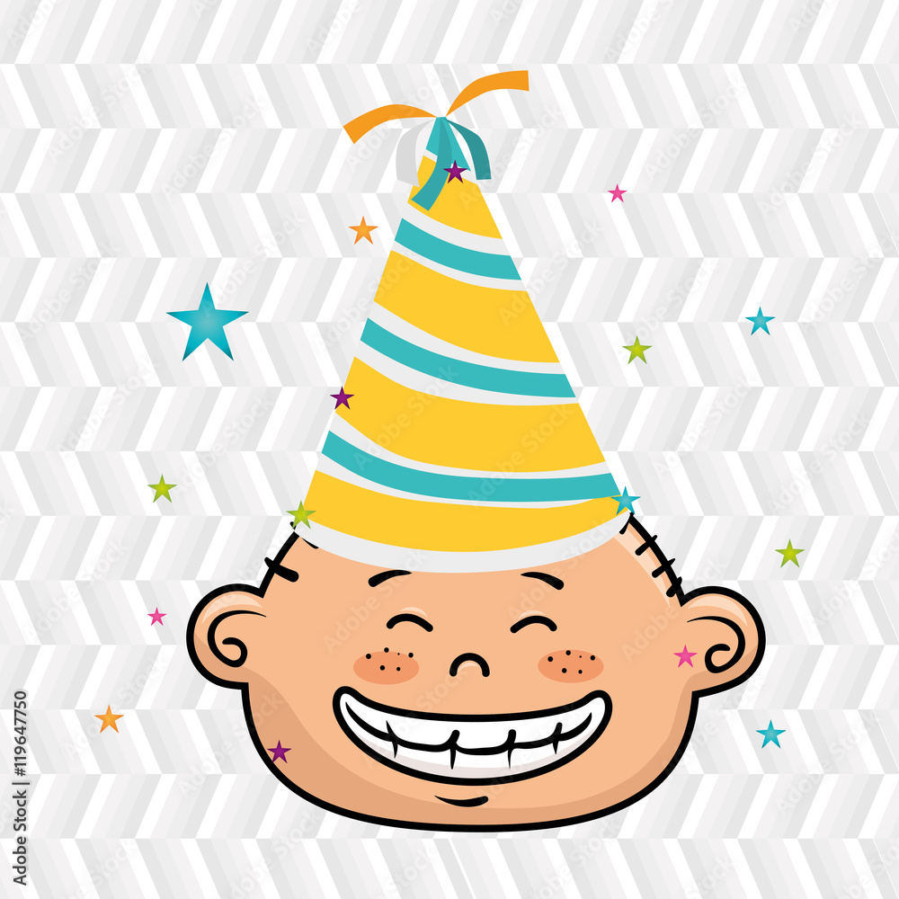 boy party hat cartoon vector illustration graphic Stock Vector | Adobe ...