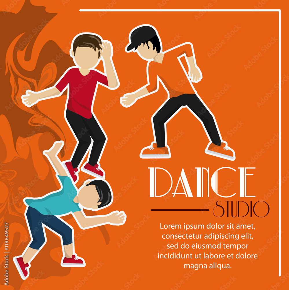 boy cartoon avatar dancer dance studio academy advertising icon ...
