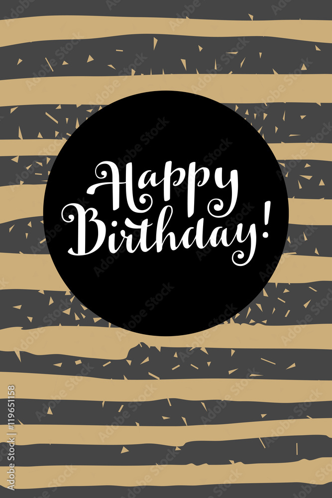 Happy Birthday vertical vintage unique hand drawn modern calligraphic ...