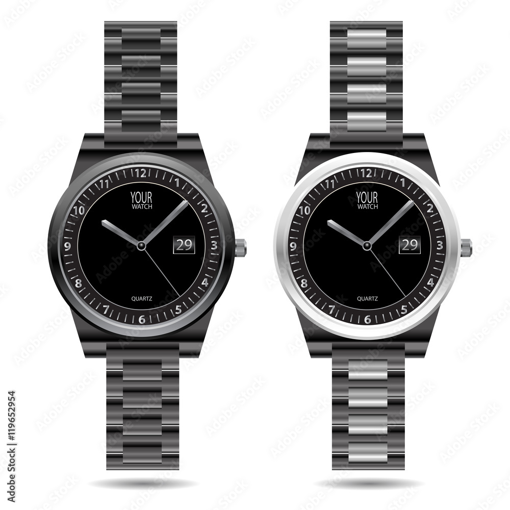 Watch black metal collection design vector illustration. Stock Vector ...