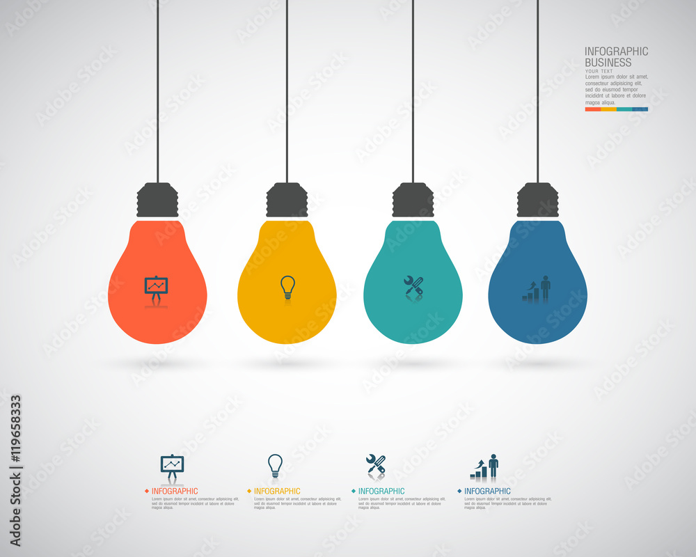 Vector light bulb infographic. Template for growth diagram. Business ...