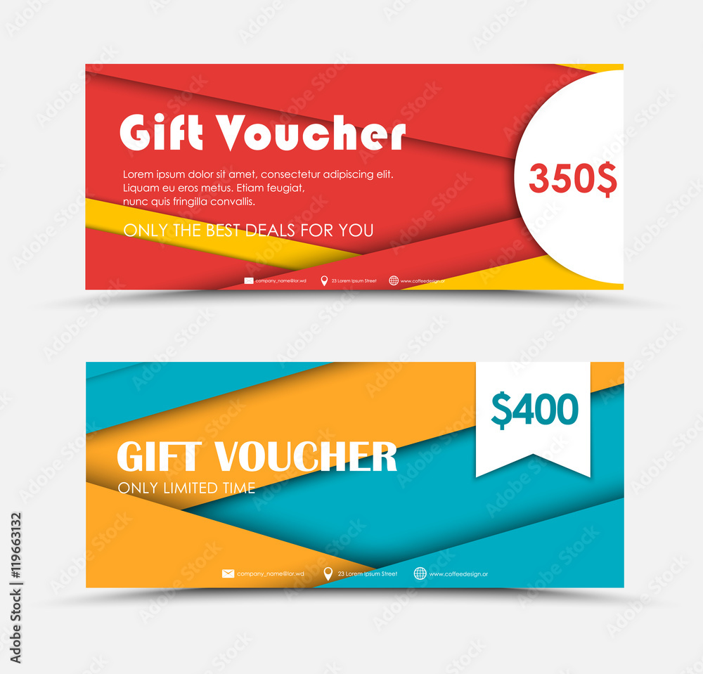 Design of gift vouchers in style of material design Stock Vector ...